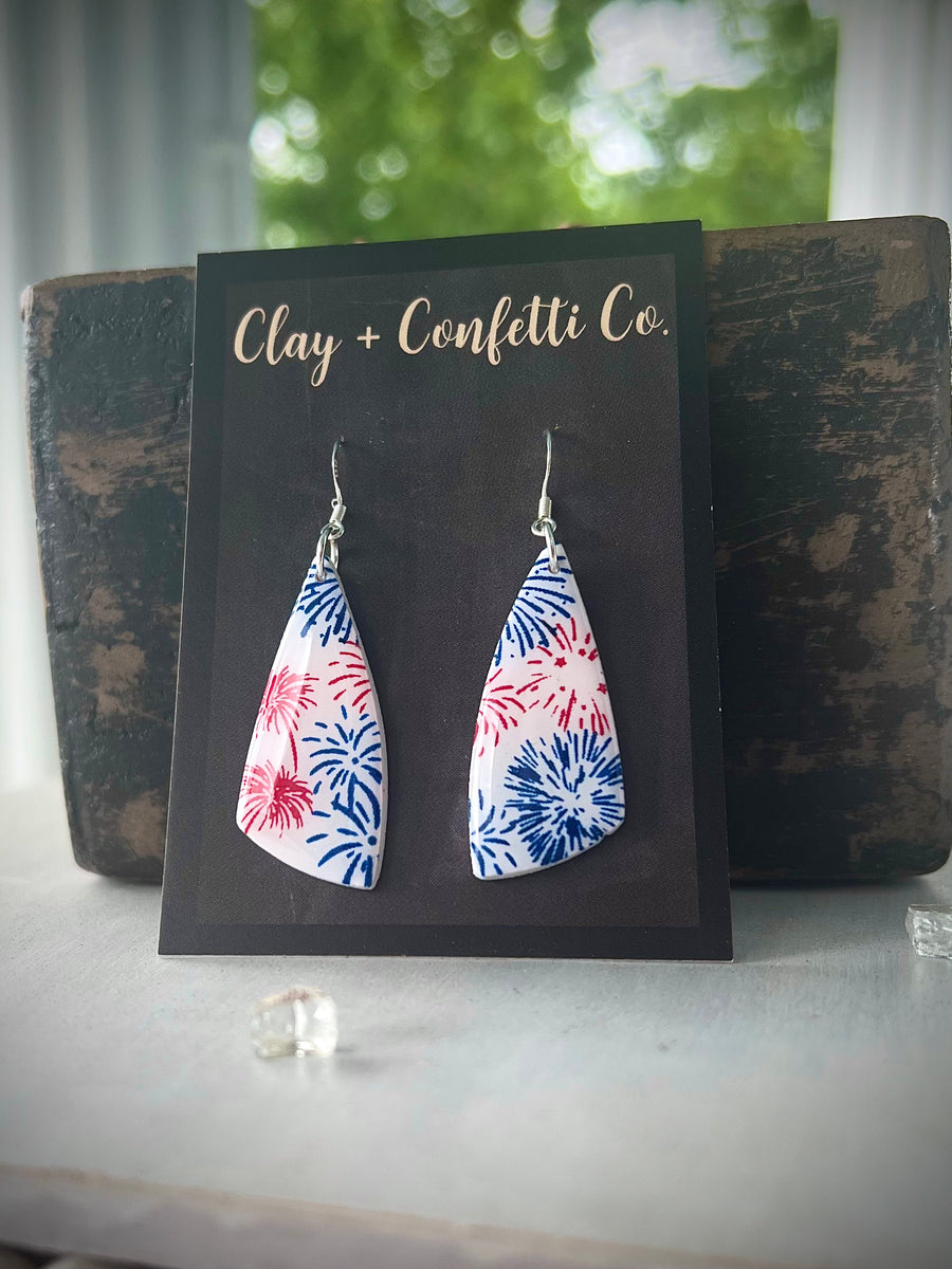 Fireworks elongated triangle dangle – Clay+ConfettiCo