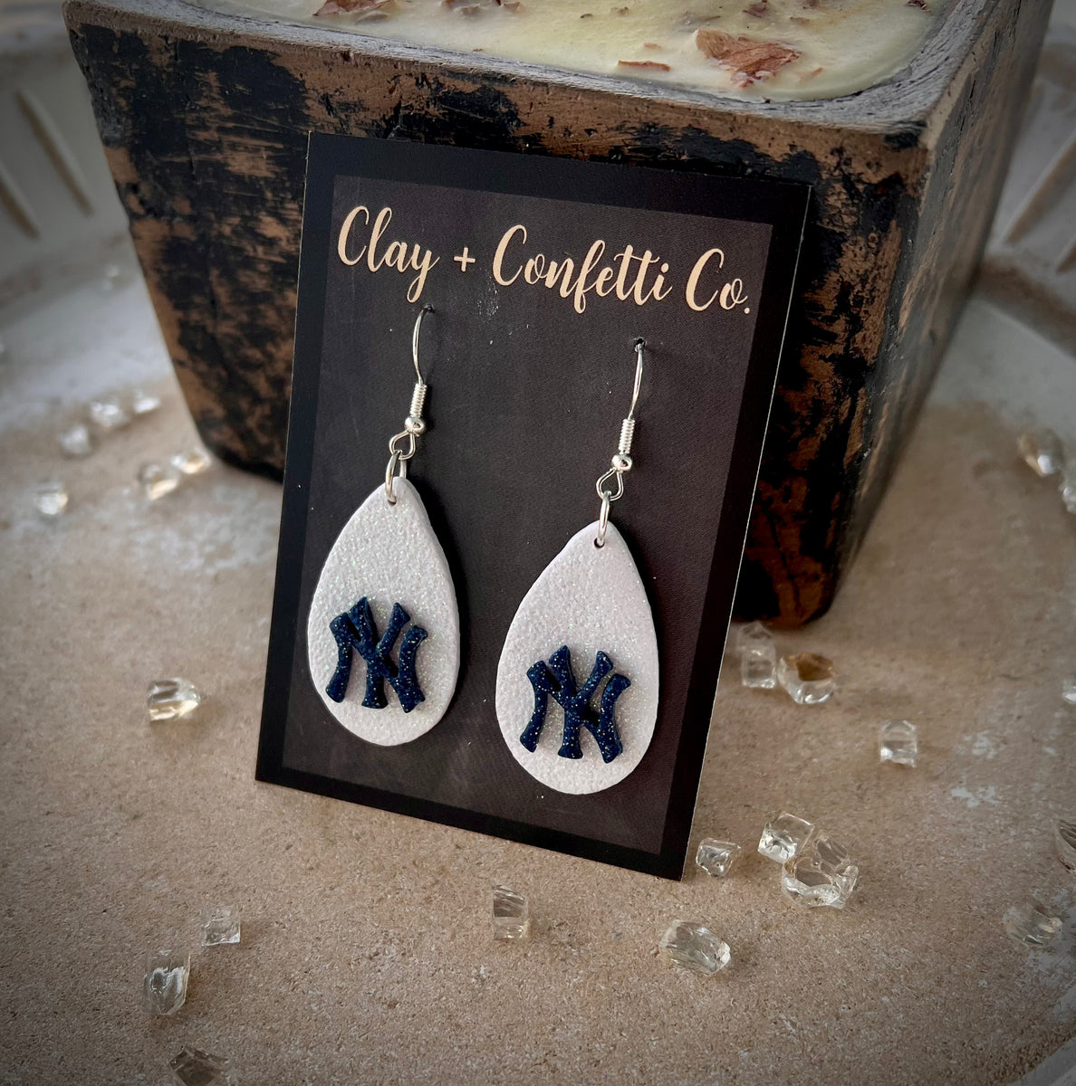 Glitter long tear drop Yankee dangle – Clay+ConfettiCo