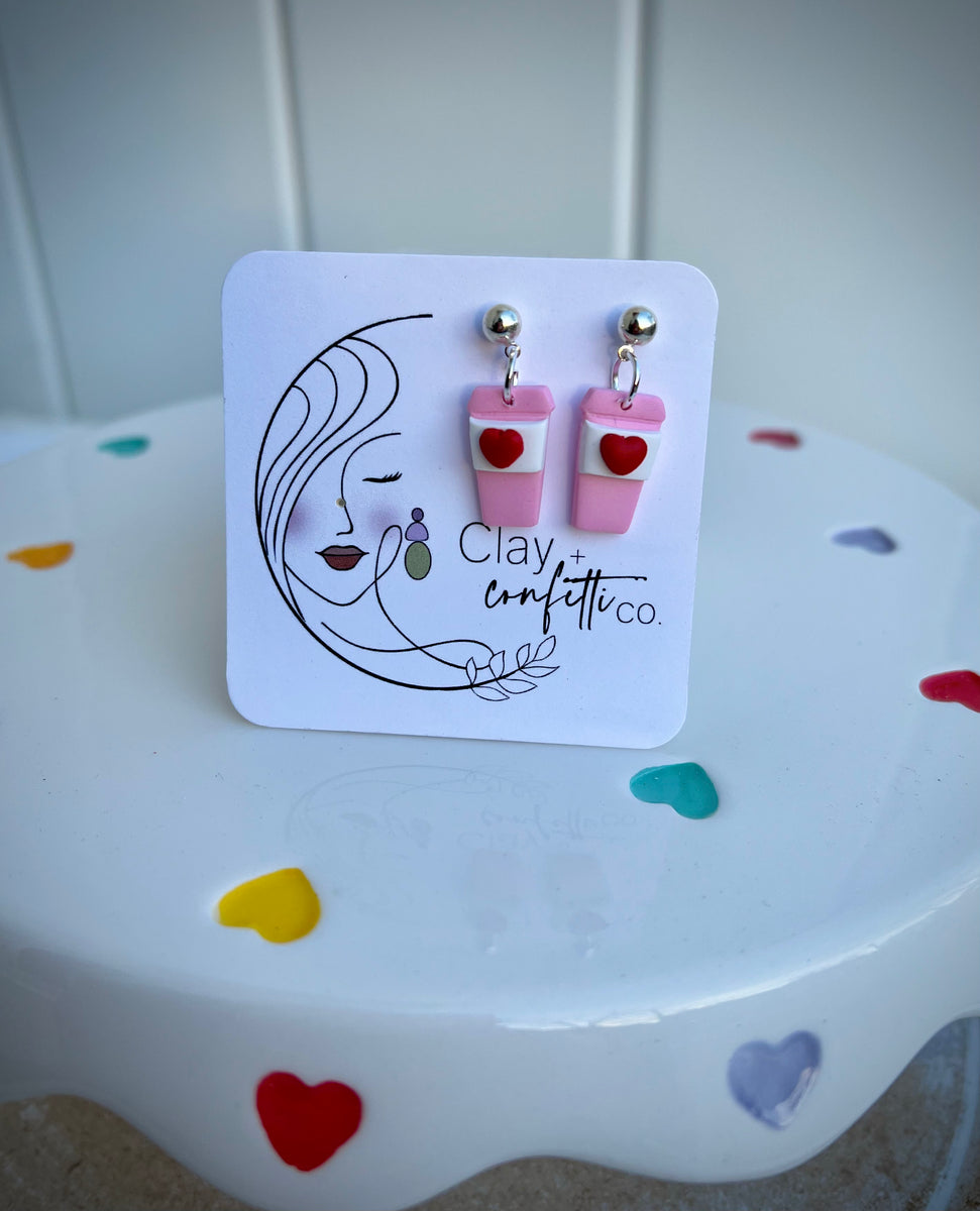 Pink latte dangle styles – Clay+ConfettiCo